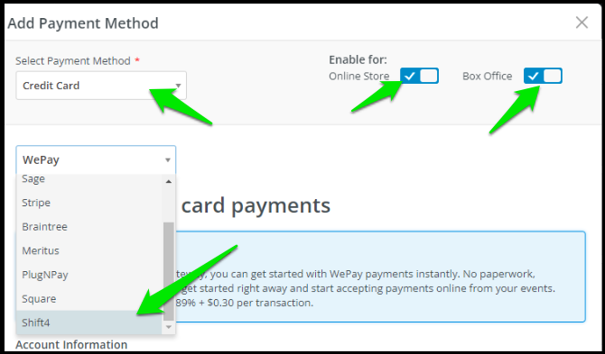 How to add Shift4 as the payment gateway for selling event tickets online with Yapsody ...