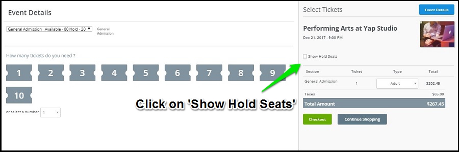 How to book GA Hold tickets using Box Office Interface ? – Yapsody Support