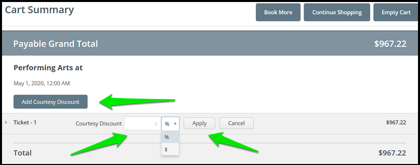 How to issue Courtesy Discount from Box Office? – Yapsody Support